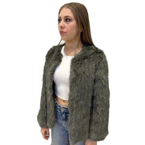 Genuine Fur Round Neck Jacket Olive Green Luxe And Laine