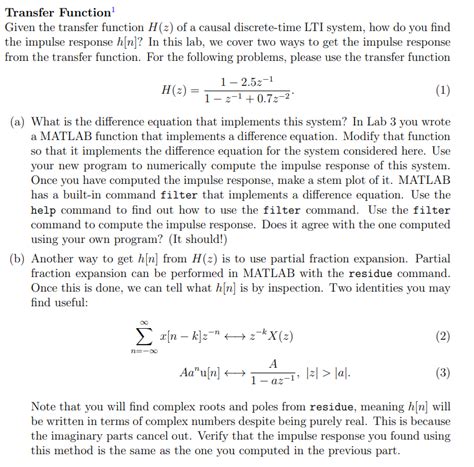 Solved Transfer Function 1 Given The Transfer Function Hz