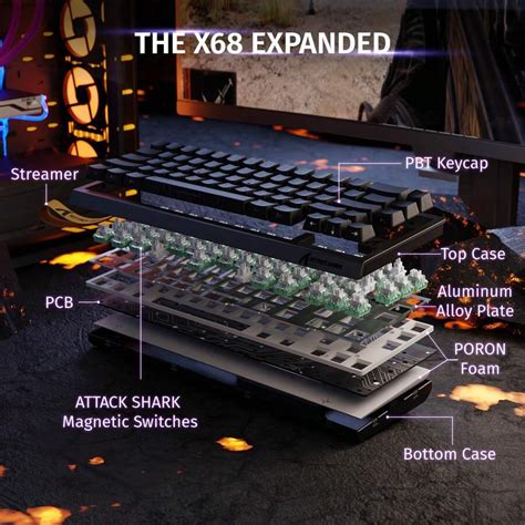 Attack Shark X68 He 8000hz Rapid Trigger Keyboard 001mm Rt Accuracy Attack Shark X68 He 8000hz Rapid Trigger Keyboard 001mm Rt Accuracy