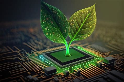 Premium Ai Image Growing Tree On The Converging Point Of A Computer Circuit Board Nature With