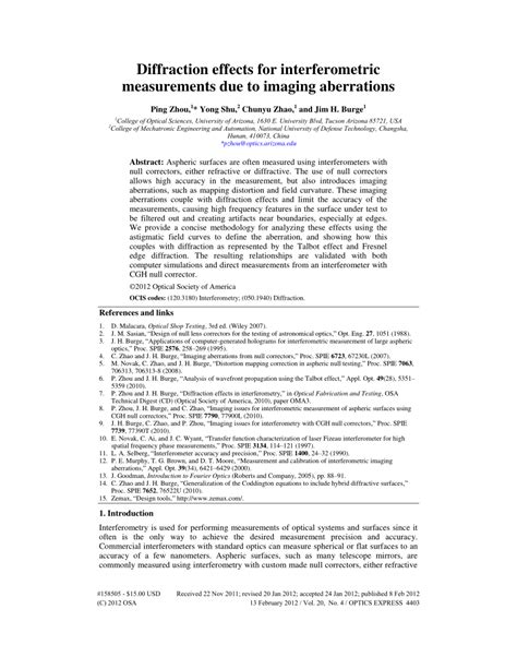 Pdf Diffraction Effects For Interferometric Measurements Due To
