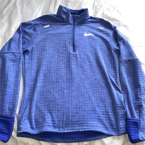 Mens Nike 14 Zip Therma Fit Blue Size Medium Depop