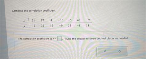 Solved Compute The Correlation Coefficient The Correlation Chegg