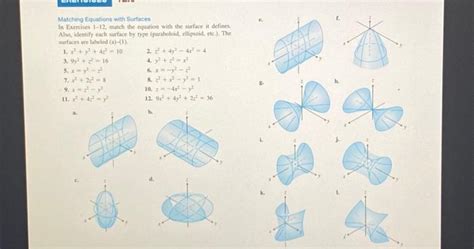 Solved Matching Equations With Surfaces In Exercises Chegg