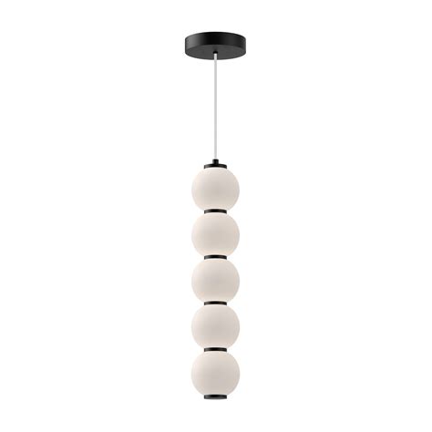 Shai Led Pendant 5 Matte Black And Opal Glass