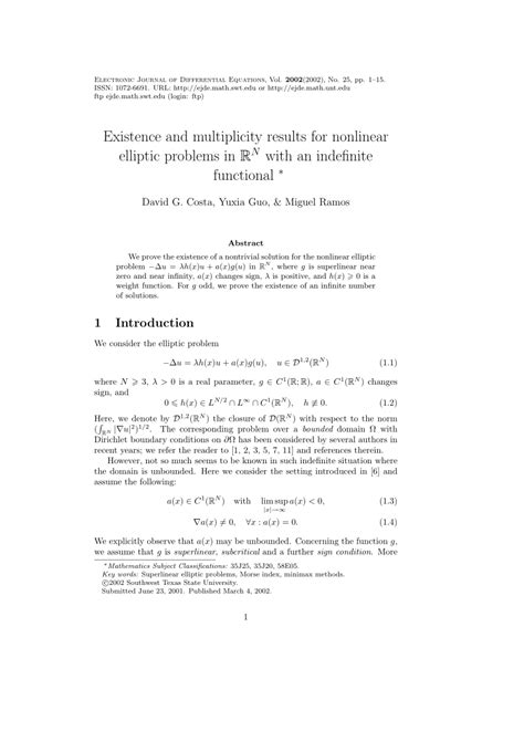 Pdf Existence And Multiplicity Results For Nonlinear Elliptic