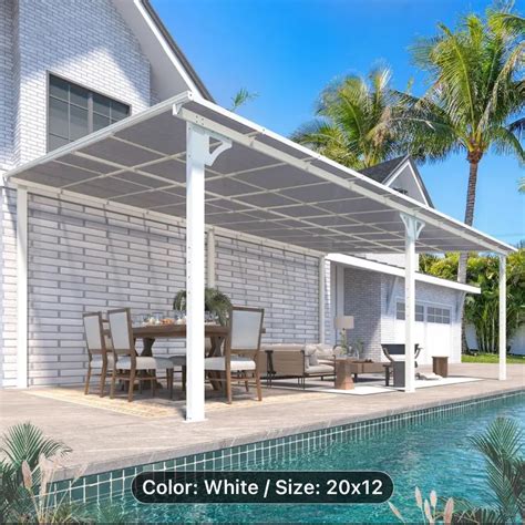 Aecojoy 20 X 12 Gazebo In White Large Outdoor Wall Mounted Gazebos
