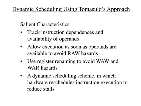 Ppt Dynamic Scheduling Using Tomasulos Approach Powerpoint