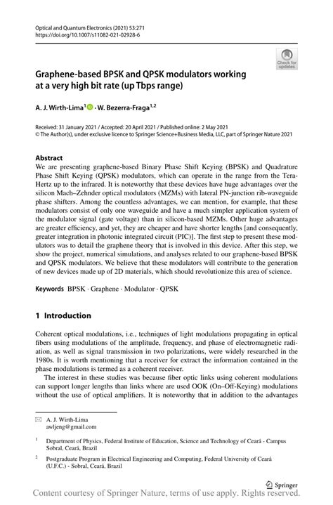 Graphene Based Bpsk And Qpsk Modulators Working At A Very High Bit Rate
