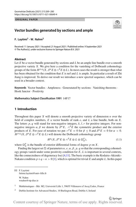 Vector Bundles Generated By Sections And Ample Request Pdf