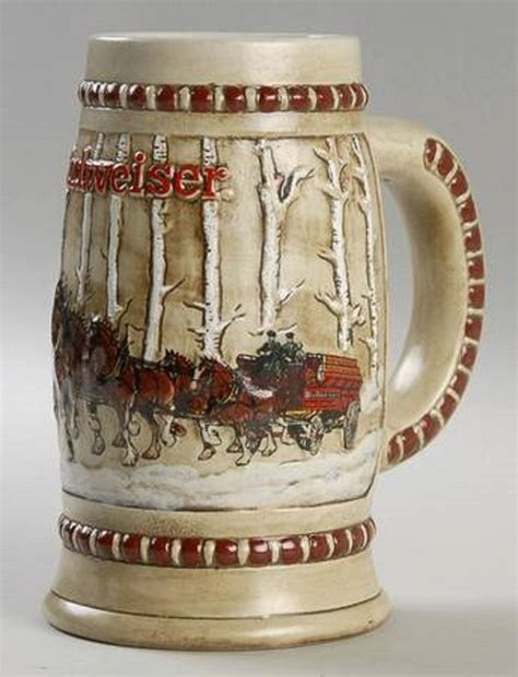 1981 Budweiser Holiday Beer Stein Mug Snowy Woodlands Cs 50 Beer
