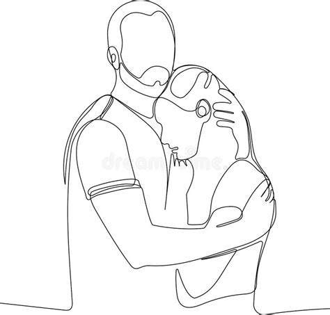 One Line Drawing Of Hugging Couple Vector Minimalism Single Hand Drawn