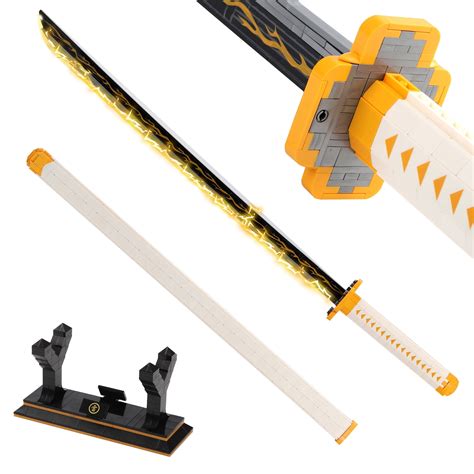 Hi Reeke Demon Slayer Anime Zenitsu Katana Building Block Set Toy Replica Weapon Prop Plastic