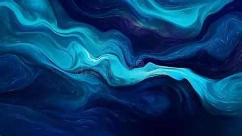Glowing Blue Waves Abstract Background Pattern Bright Smooth Luminous Lines On A Dark