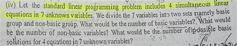 Solved Iv Let The Standard Linear Programming Problem