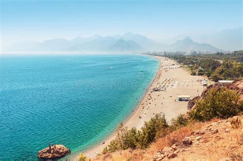 Long Konyaalti Beach In Antalya Turkish Resort And Riviera With The