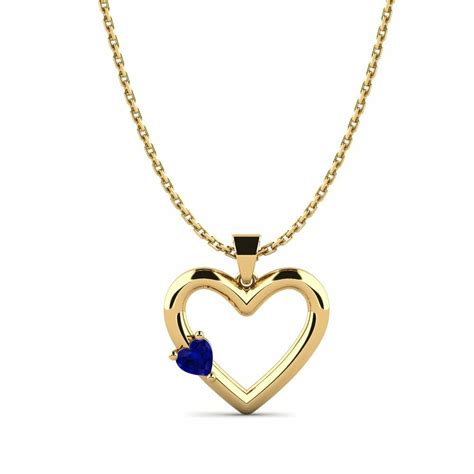 Køb Kvindes Vedhæng Celino I 0 15 Karat Hjerte Snit 375 Gult Guld Safir Glamira Dk