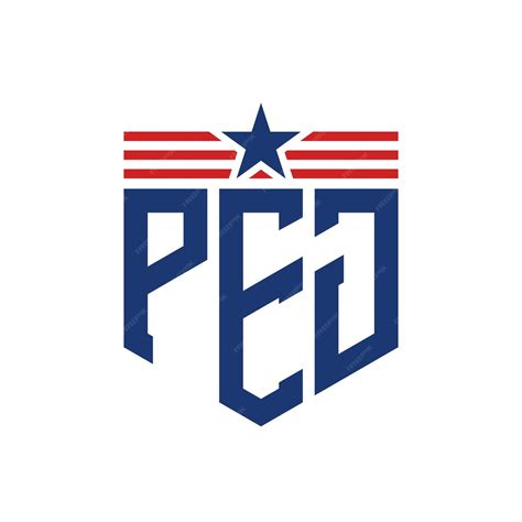 Premium Vector Patriotic Pej Logo With Star And American Flag Straps