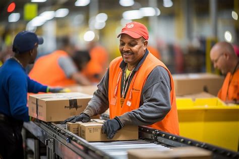 Premium Photo A Busy Distribution Center Workers In Motion Packages Moving Along Conveyor Belts 2