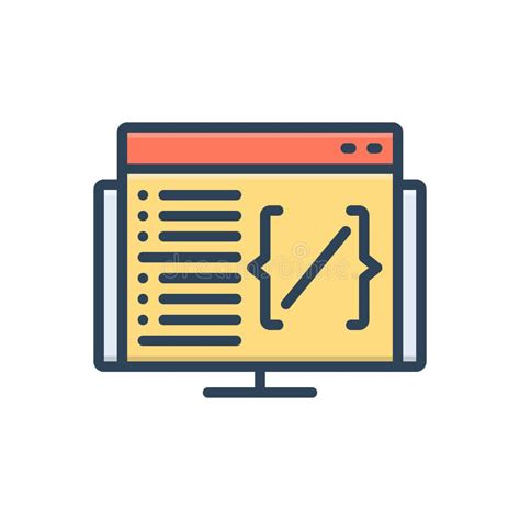 Color Illustration Icon For Coding Script And Development Stock Vector