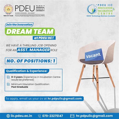 Pandit Deendayal Energy University On Linkedin Pdeu Iic Is Recruting