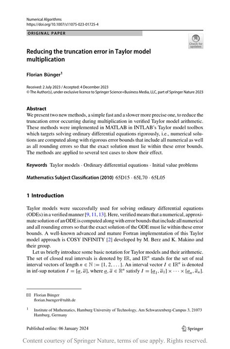 reducing the truncation error in taylor model multiplication