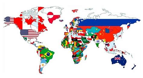 Карта с флагами и названиями стран - 90 фото