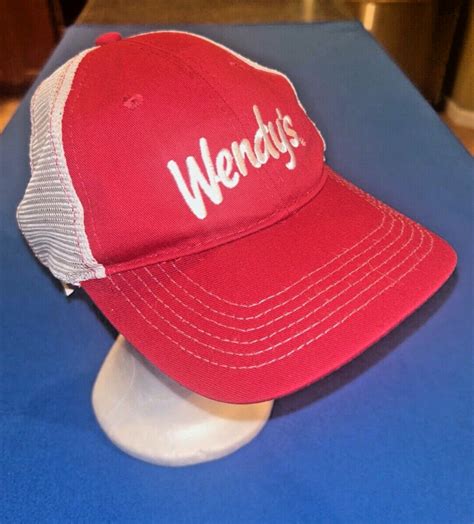 Wendys Employee Hat Crew Fast Food Mesh Snap Back Ad… Gem