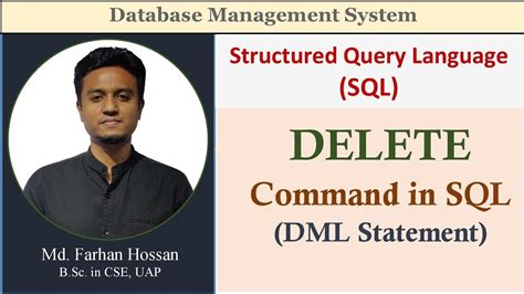 Lec 64 Delete Command In Sql Dml Statement Dbms Bangla