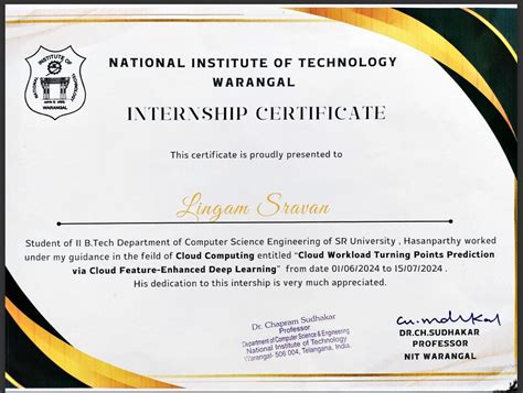 sravan lingam on linkedin internship cloudcomputing nitwarangal