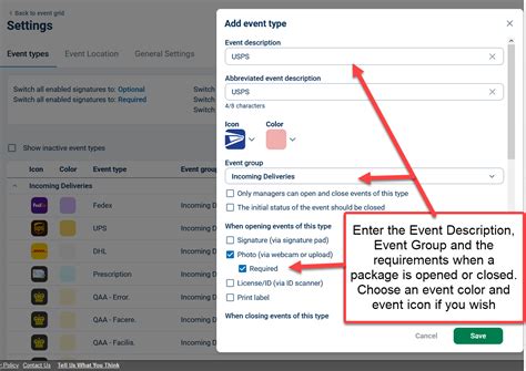 Product Update Event Log Settings Event Types Event Locations And