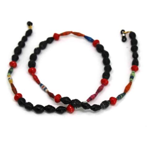 Face Maskeyeglass Paper Bead Chain Black And Red
