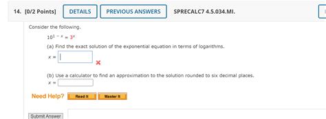 Solved Consider The Following 101−x3x A Find The Exact