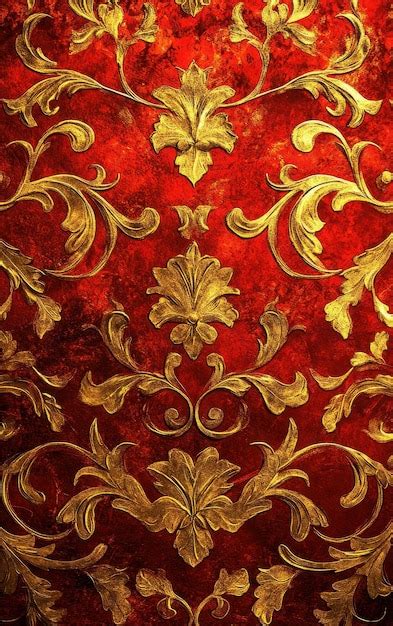 Gold And Red Ornate Pattern Texture Background Premium Ai Generated Image