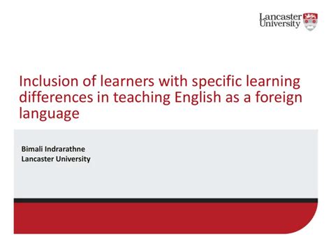 Ppt Inclusion Of Learners With Specific Learning Differences In