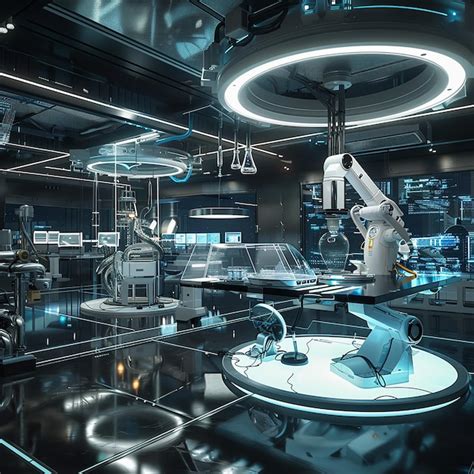 Premium Photo Futuristic Ai Research Lab For Groundbreaking Experiments