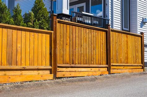 Nice New Wooden Fence Around The House Wooden Fence Street Photo