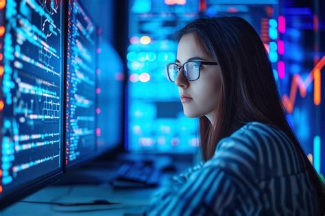 Premium Photo Programmer Is Involved In Writing Of Data Code As Part Of Data Center Software