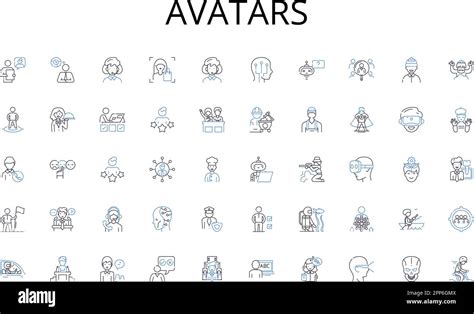 Avatars Line Icons Collection Strategy Branding Data Analytics Campaigns Promotion Sales