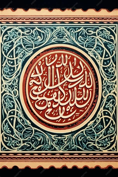 아랍어 캘리그라피 로 된 우표 를 인쇄 하는 헬리오그레이브 프리미엄 Ai 생성 이미지