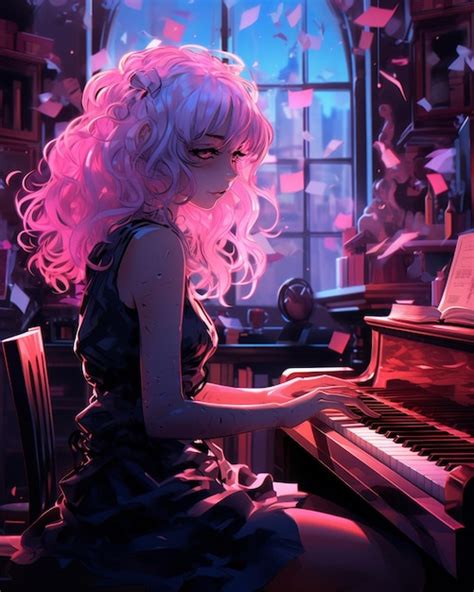 Premium Photo An Animated Photo Of Girl Playing Piano