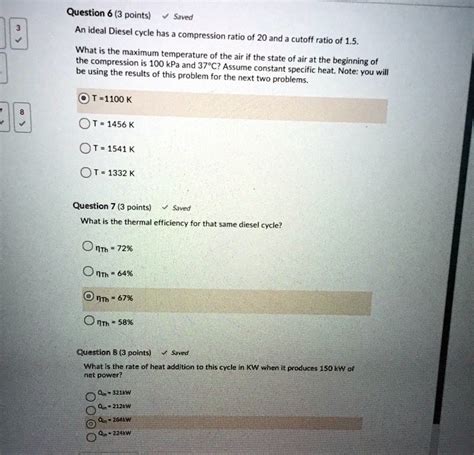 solved question 63 pointssaved an ideal diesel cycle has a compression