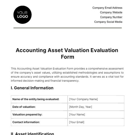 Accounting Asset Valuation Evaluation Form Template Edit Online