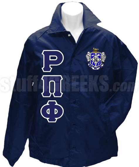 Rho Pi Phi Greek Letter Line Jacket With Crest Navy Blue Pr