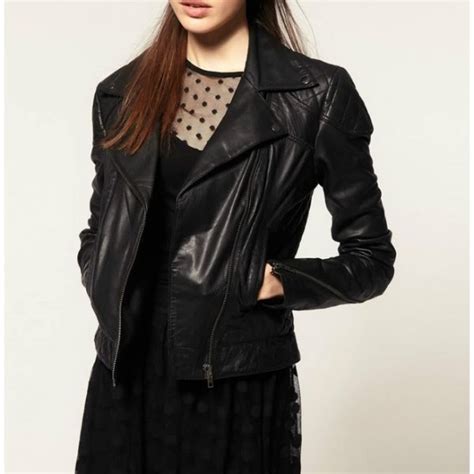 Women Black Studded And Spiked Leather Jacket Rock Punk Fashion