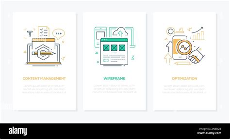 Web Development Line Design Style Banners Set Stock Vector Image
