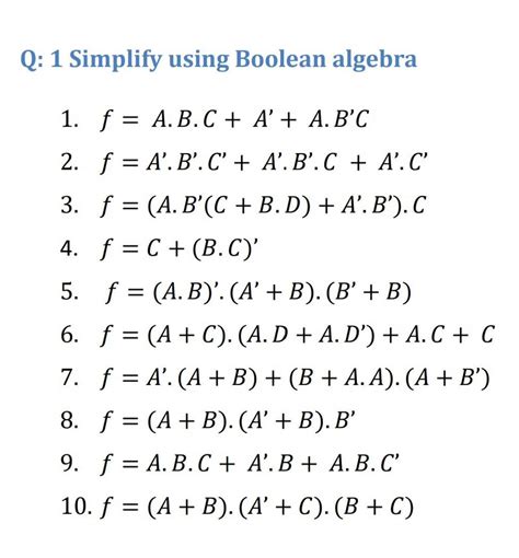 Boolean Algebra Exercises With Answers Converting Truth Tables Into