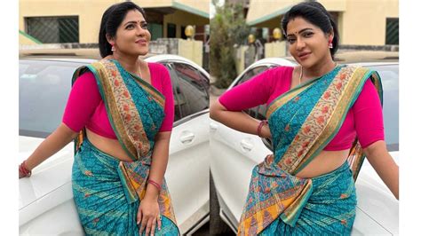 Busty Tamil Serial Actress Reshma Pasupuleti Looks Too Hot In Saree