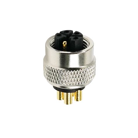 M12 5pins L Code Female Moldable Connector Unshielded Brass With Nickel Plated Screw
