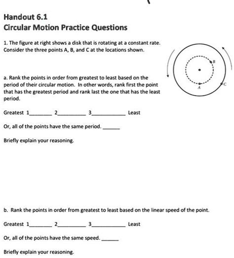 Solved Handout 6 1 Circular Motion Practice Questions The Figure At Right Shows Disk That